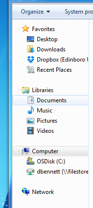 Favorites or commonly used locations. Libraries or folders Windows ...